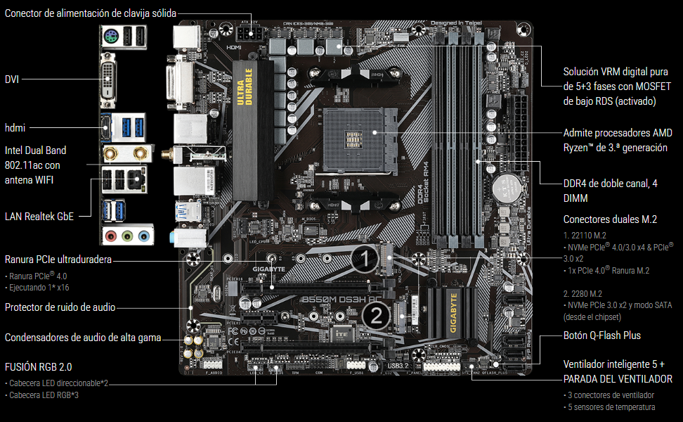 Board AMD B550M DS3H AC – Padys Computadores